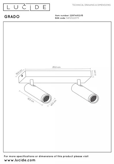 Lucide 22974/02/15 - Bodové svítidlo GRADO 2xGU10/8W/230V černá/hnědá