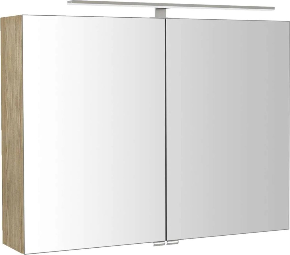 Sapho Riwa - Zrcadlová skříňka s LED osvětlením 81x70x17 cm, jilm bardini RIW080-0013
