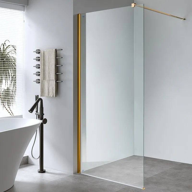 BPS-koupelny Sprchová zástěna Walk-in HYD-WI07 130 zlatá - bez vaničky