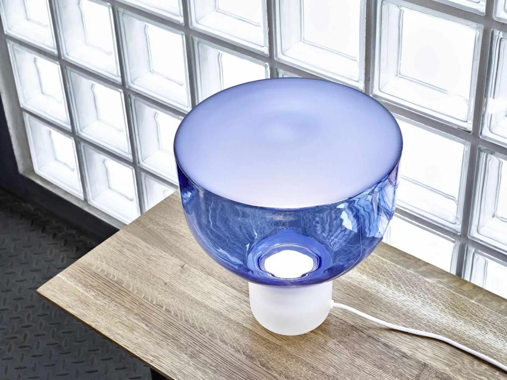 Designová stolní lampa Brokis Lightline S, PC972 Barva skla: Amber - transparentní sklo, BARVA SPODNÍ ČÁSTI SKLA: tmavě šedá kouřová - transparentní sklo, POVRCHOVÁ ÚPRAVA SPODNÍ ČÁSTI SKLA: matovaný oboustranný povrch skloviny