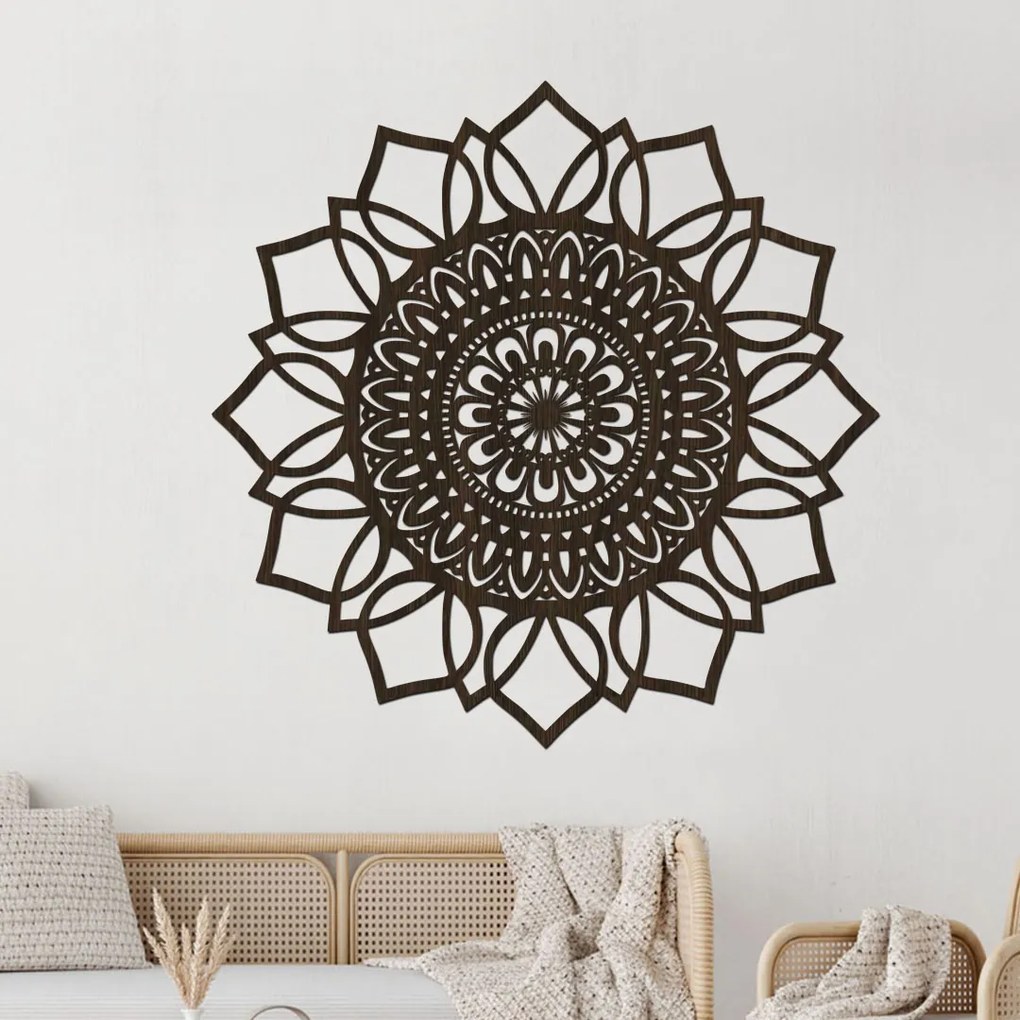 dřevo života Dřevěná mandala na zeď ŠTĚSTÍ Zvolte barvu dekoru: Dub Sonoma, Zvolte rozměr Ø (cm): 40
