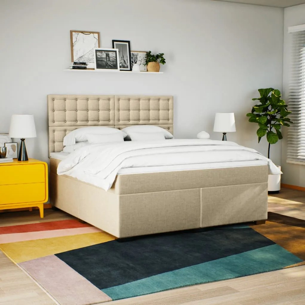 Box spring postel s matrací krémová 180x200 cm textil 3290586