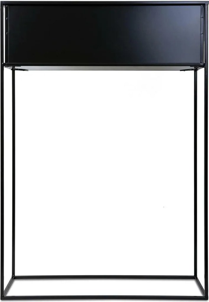 KOVOVÝ KVĚTINÁČ SE STOJÁNEM RECT 90X24X64 CM ČERNÁ