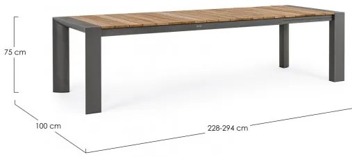 BIZZOTTO rozkládací zahradní stůl CAMERON 228/294x100 cm antracit 0663380