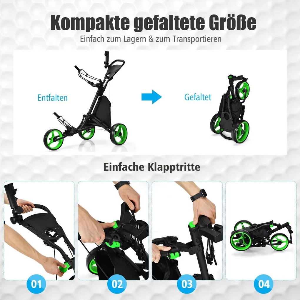 Costway Golfový vozík 3 kolový golfový vozík Golfový skládací 121