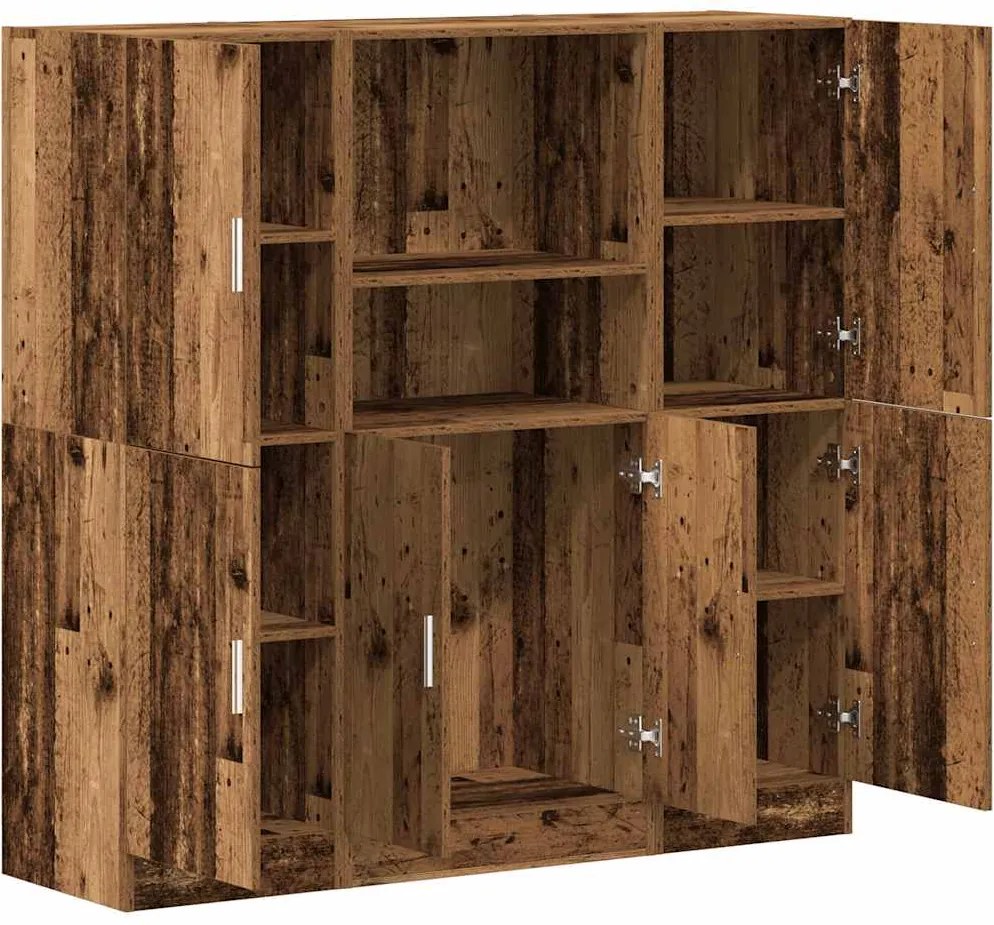 Sada 3 kusů kuchyňských skříněk old wood kompozitní dřevo 3324158