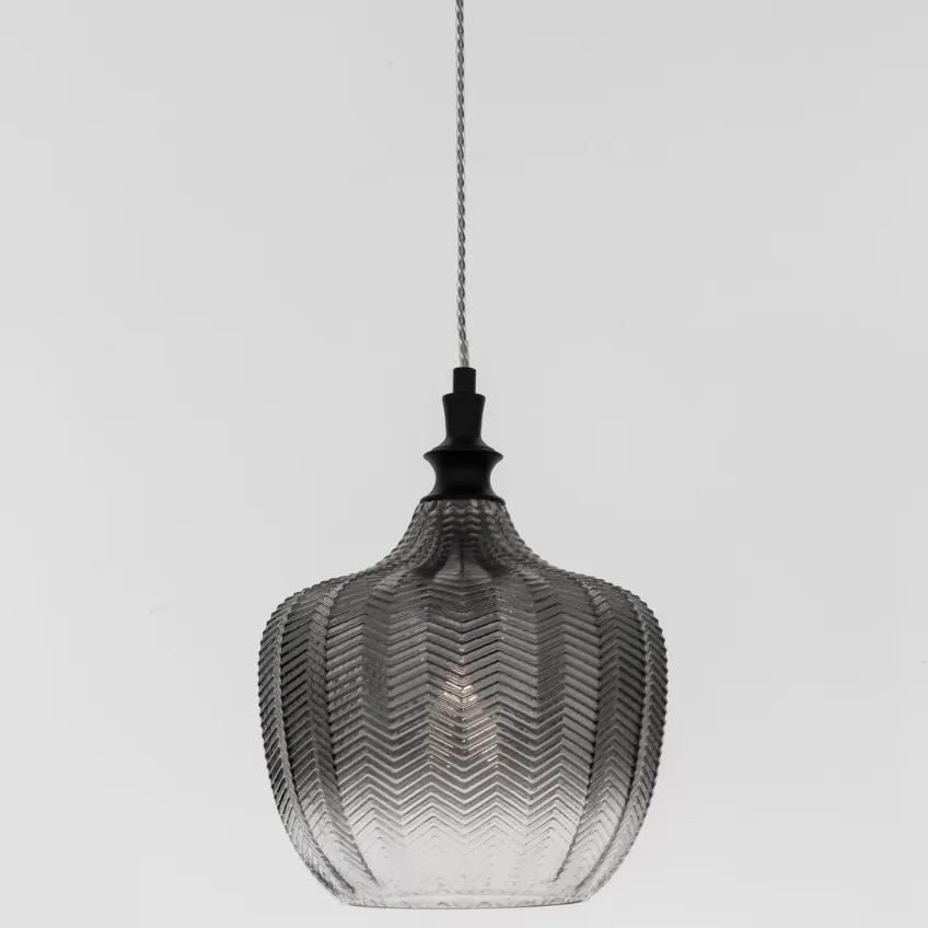 Kouřově šedé skleněné závěsné světlo Nova Luce Loni 24 cm