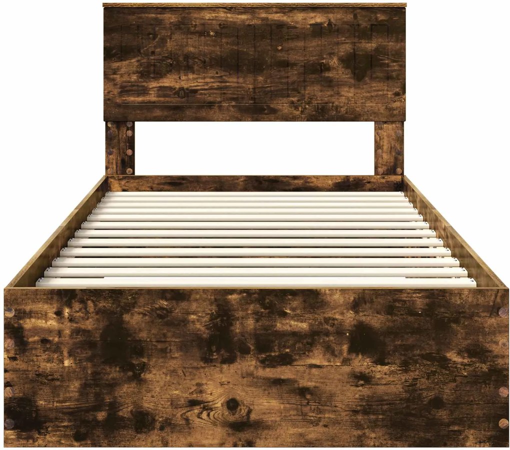 Rám postele s čelo Kouřový dub 100 x 200 cm Kompozitní dřevo 3410935