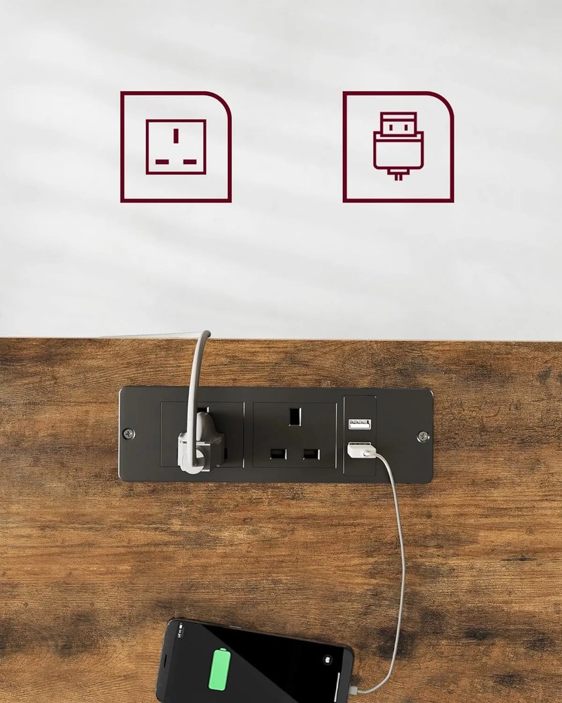Výškově nastavitelný elektrický pracovní stůl Vasagle Pomeras hnědý/černý