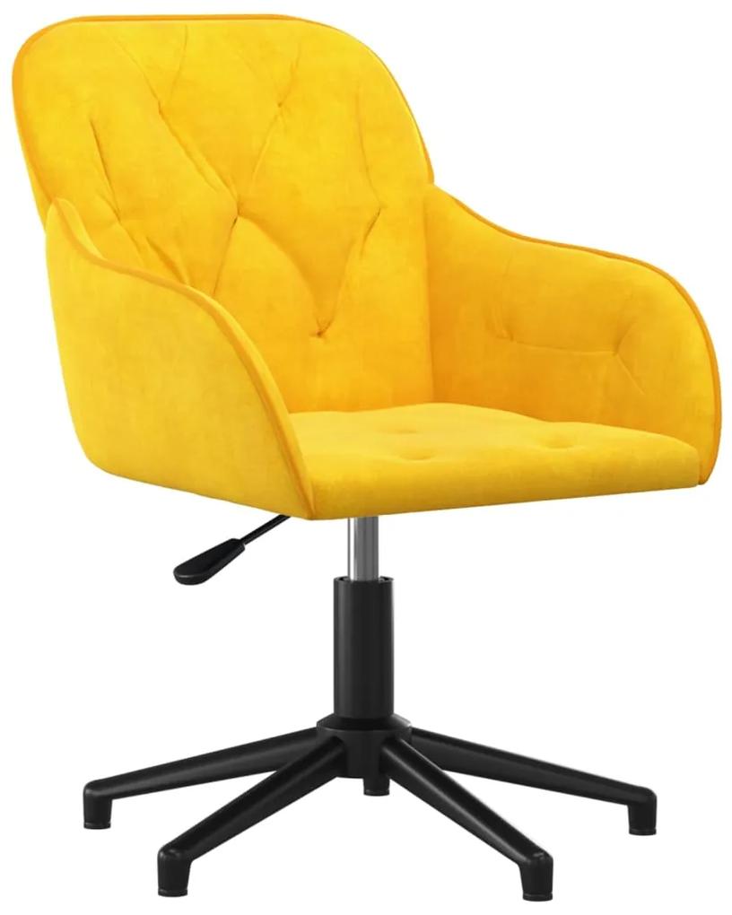 Otočné jídelní židle 2 ks žluté samet,  3103384