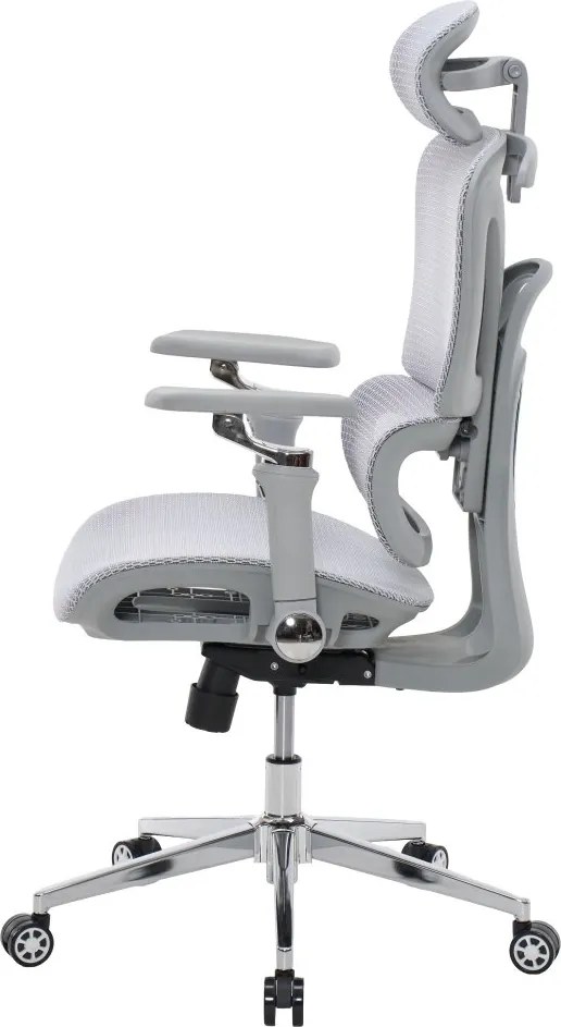 Kancelářská ergonomická židle PORTE — síťovina, šedá