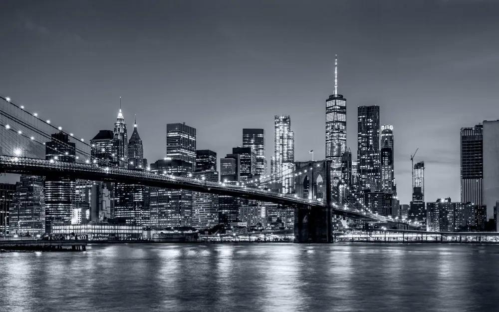 Vícedílný obraz Panorama New Yorku V Noci Nedostatek Nedostatek Přírodní plátno 160x100