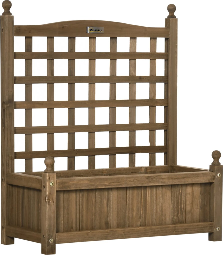 Zahradní truhlík s mříží Outsunny - Květinový box - Vysoký truhlík - rozměry 64D x 28Š x 75V cm, včetně zavlažovacích vložek z ošetřeného smrkového d…