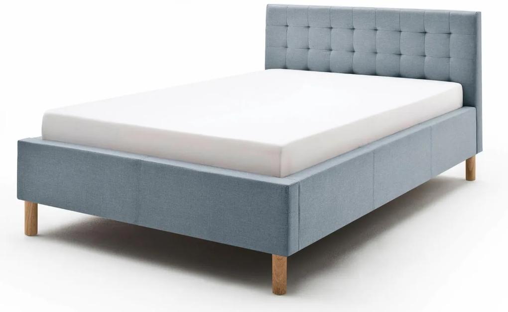Světle modrá látková postel Meise Möbel Malin 120 x 200 cm