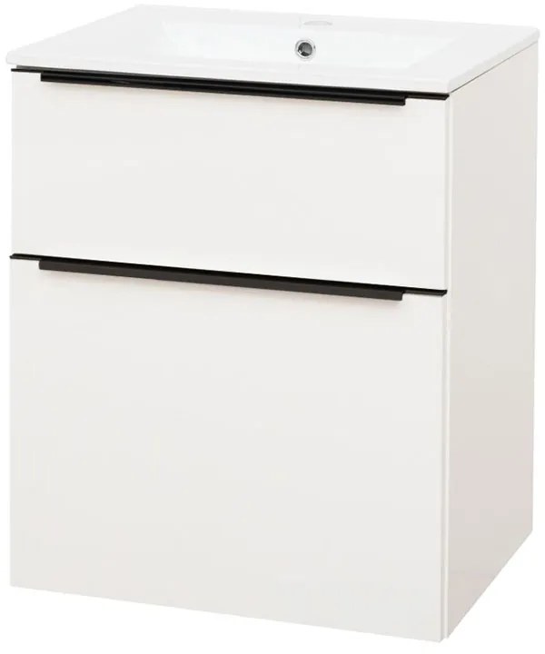 Mereo Mereo, Mailo, koupelnová skříňka s keramickým umyvadlem 61 cm, bílá, dub, antracit, CN540B