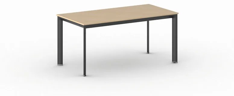 Kancelářský stůl PRIMO INVITATION, černá podnož, 1600 x 800 mm, bříza