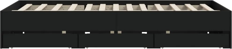 Rám postele se zásuvkami černý 140 x 200 cm kompozitní dřevo 3207274