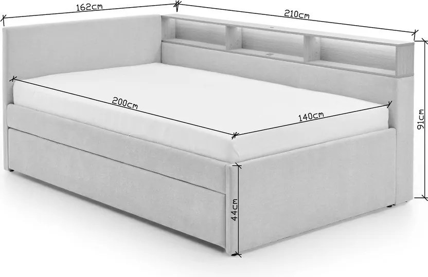 Béžová rohová dětská postel s úložným prostorem bez roštu 140x200 cm Uno – Meise Möbel