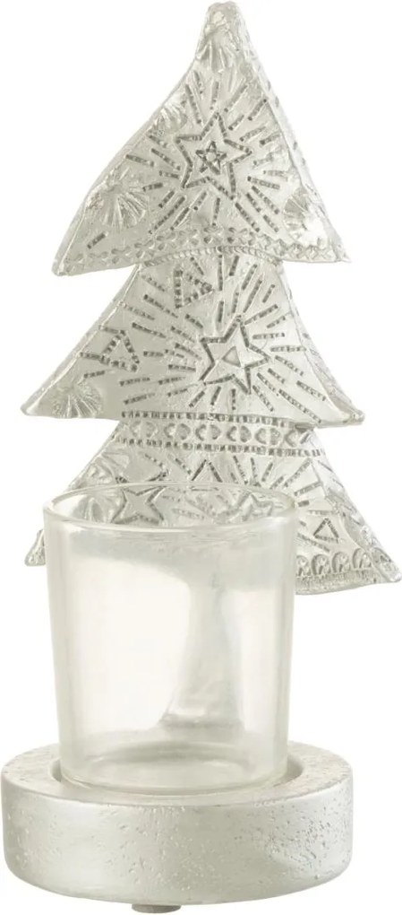 Vánoční svícen CHRISTMAS TREE 17 cm, stříbrný