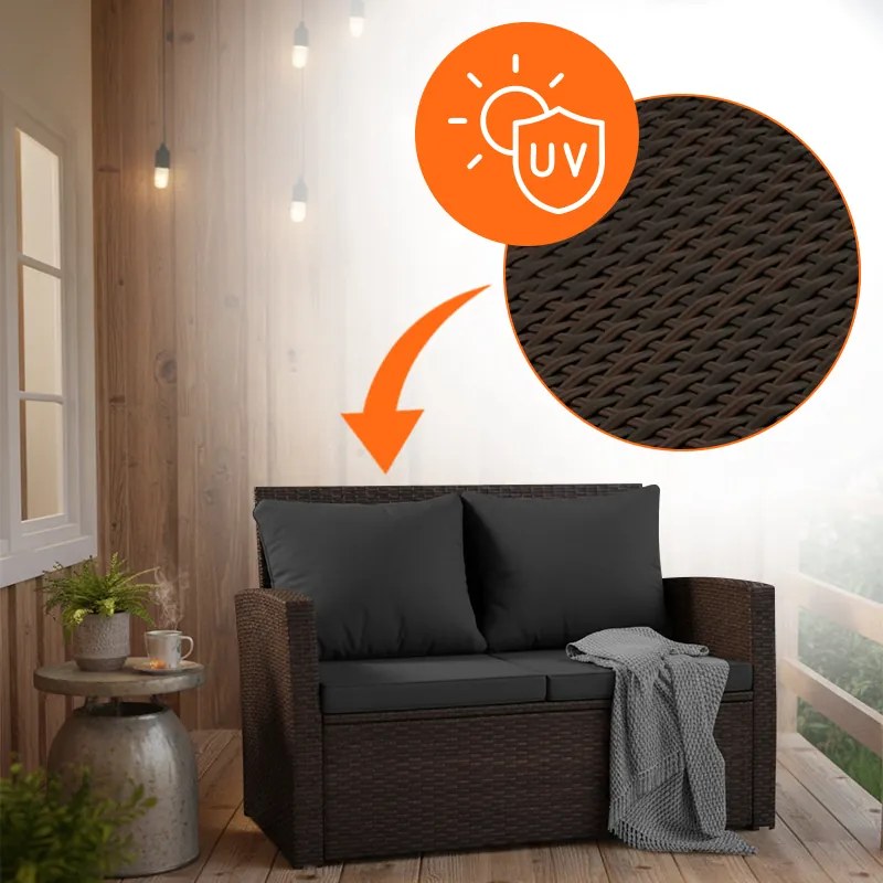 Velaco Ratanový zahradní nábytek Lagos, 4 osoby, hnědý