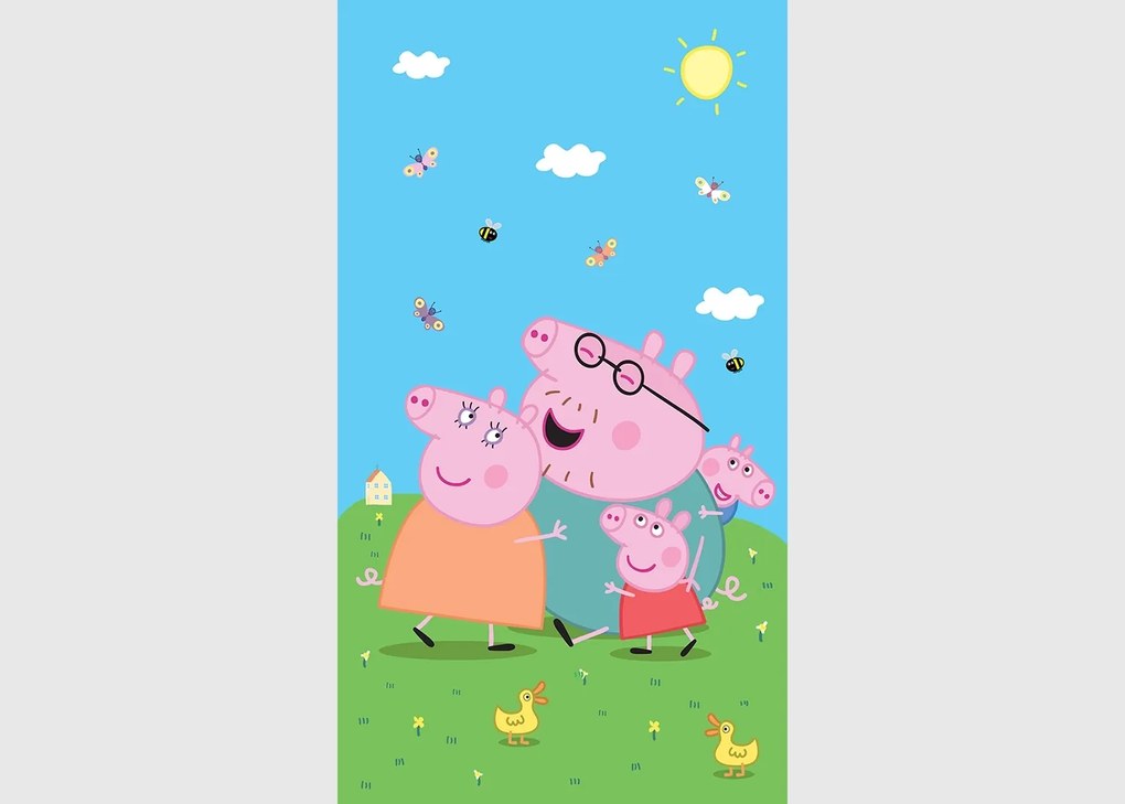 Dětská vliesová fototapeta na zed' Prasátko Peppa s Rodinou | 150 x 270 cm | DFTD2P5615