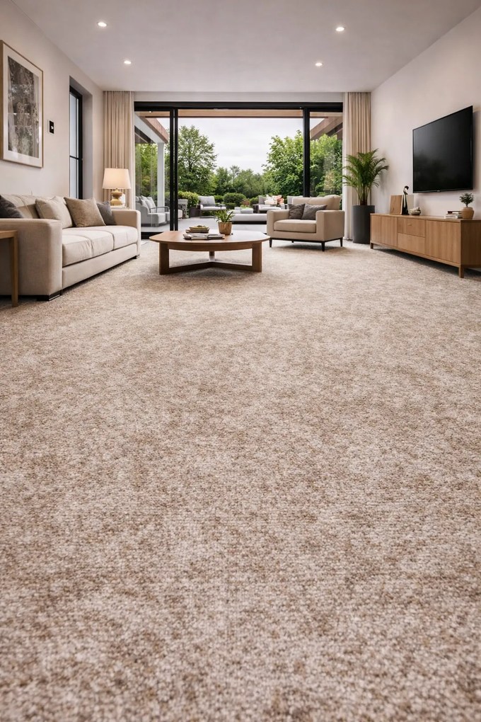 Spoltex, Metrážový koberec Milano 34 béžový, na míru, šíře 5m, béžová, filc, dětský pokoj