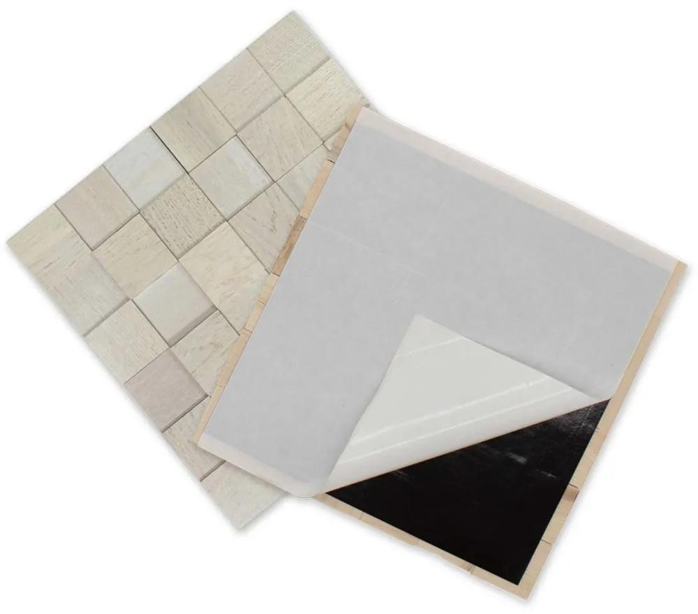 DUB ARKTICKÝ 50, jednotlivé kusy 50 x 50 mm (0,0025 m²) nebo samolepící panel 300 x 300 (0,09 m²) - dřevěná mozaika 3D Broušený - olejovaný NA SAMOLEPÍCÍM PODKLADU