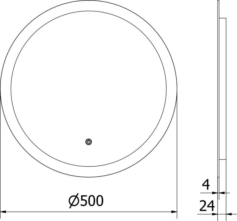 Mexen Oro, kulaté LED podsvícené koupelnové zrcadlo 50 cm, 6000K, topná podložka proti zamlžování, 9824-050-050-611-00