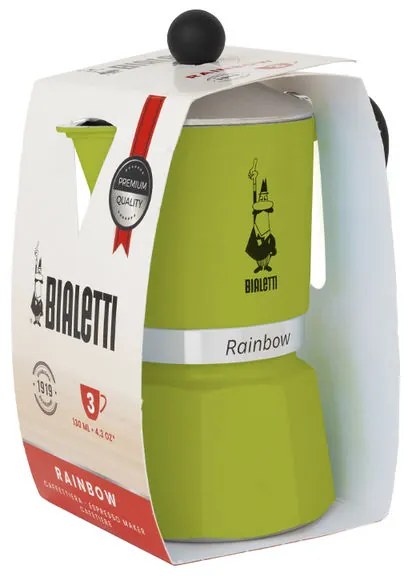 Bialetti Moka kávovar Rainbow na 3 šálky zelená