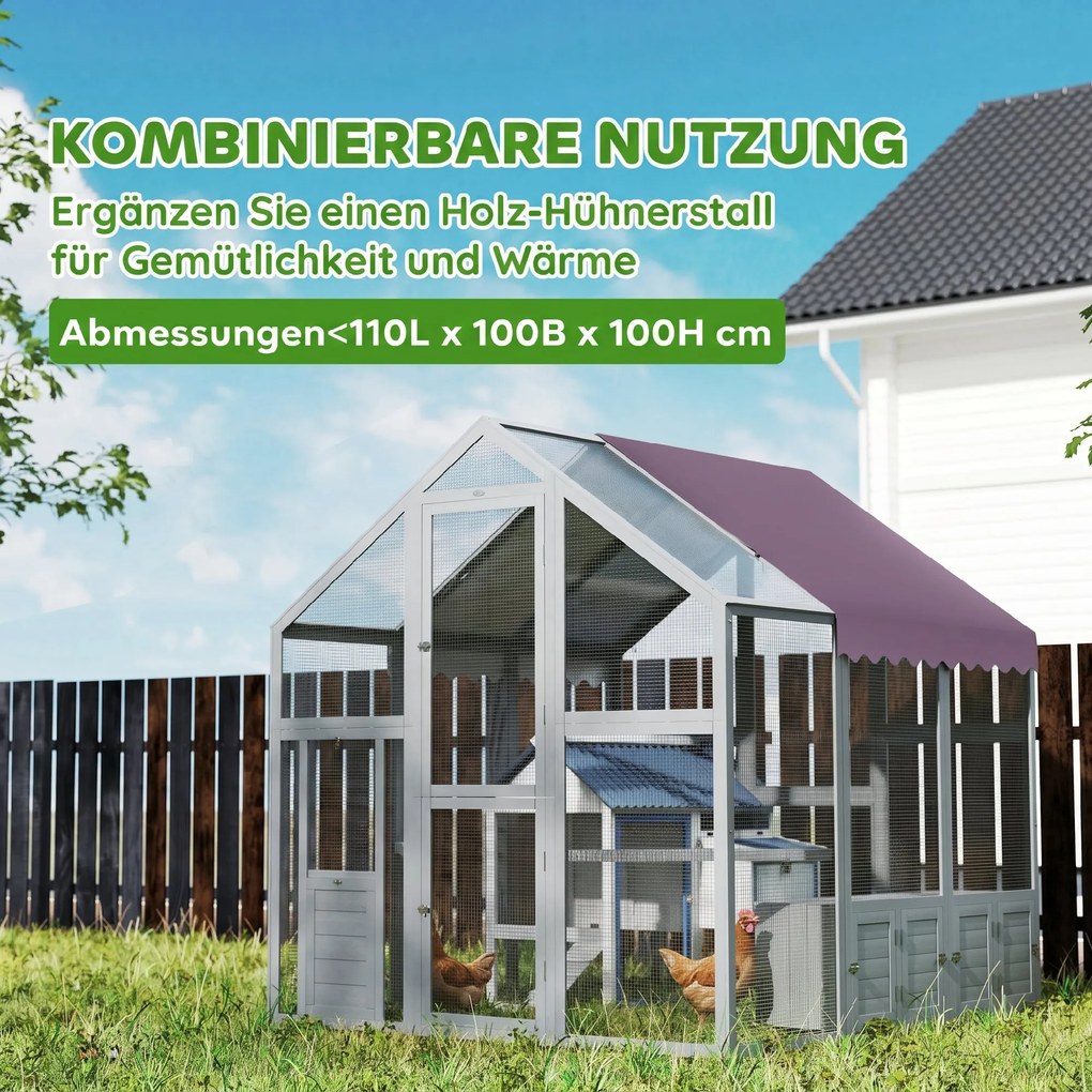 Výběh pro kuřata, kurník s vodotěsnou střechou, 2 hnízdní boxy, 2 hnízda, pro 6-8 kuřat, cca 1,7 x 1,8 x 1,8 m
