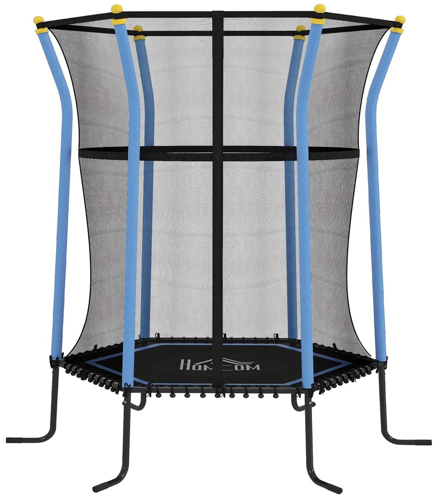 HOMCOM Dětská trampolína Ø163,5 cm, vnitřní trampolína s bezpečnostním síťovým krytem okraje gumové lano, dětská trampolína do 50 kg, pro děti 3-10 l…