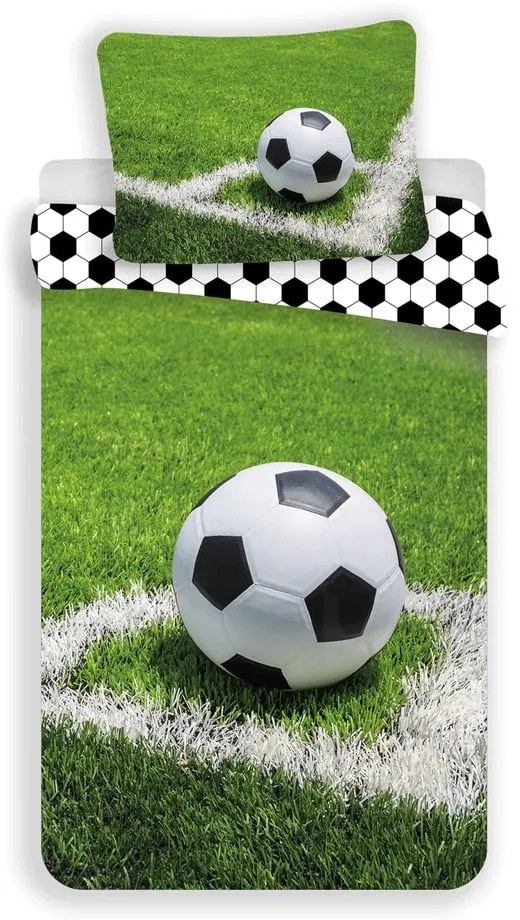 Zelené bavlněné dětské povlečení na jednolůžko 140x200 cm Football – Jerry Fabrics Biano.cz