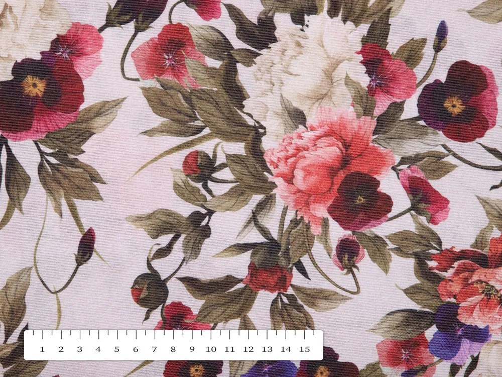 Biante Dekorační povlak na polštář Leona LN-075 Barevné květiny na smetanovém 70 x 90 cm