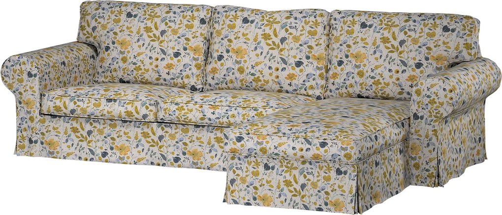 Potah na pohovku IKEA Ektorp 2-místná s lenoškou barva žlutá látka pletený vzor, vzorované