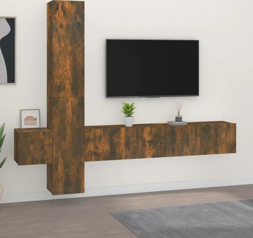 vidaXL 5dílný set TV skříněk kompozitní dřevo [3114251] Barva: hnědý dub