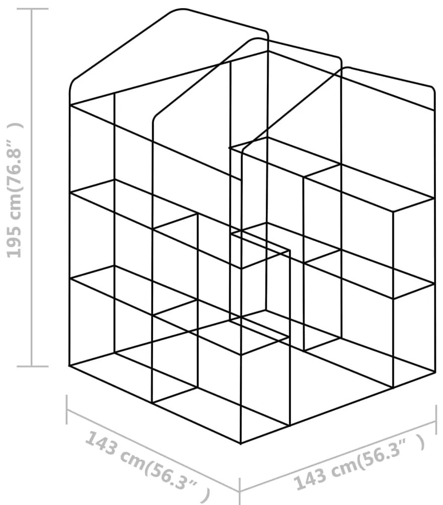 vidaXL Marketos Skleník s policemi ocel 143 x 143 x 195 cm