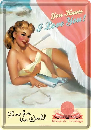 Postershop Plechová pohlednice - You Know I Love You!
