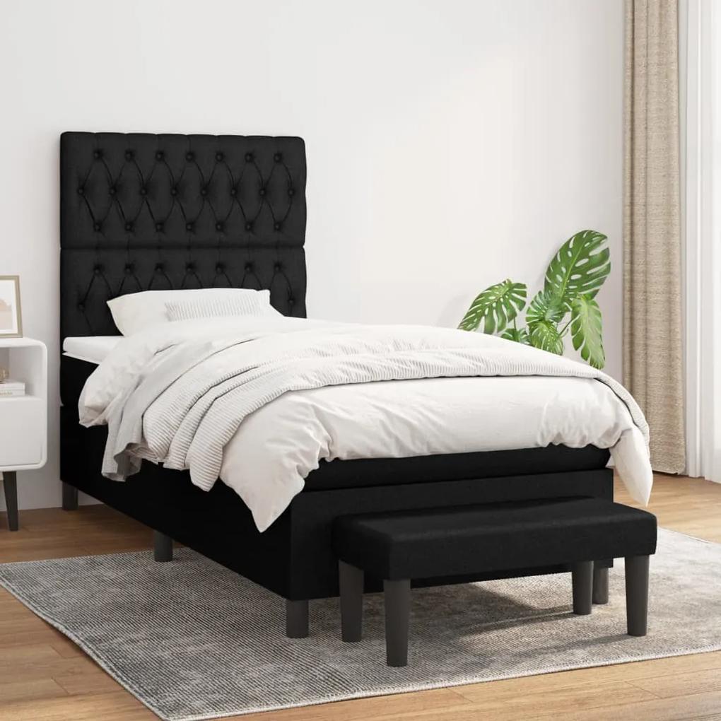 Box spring postel s matrací černá 90x190 cm textil,  3136799