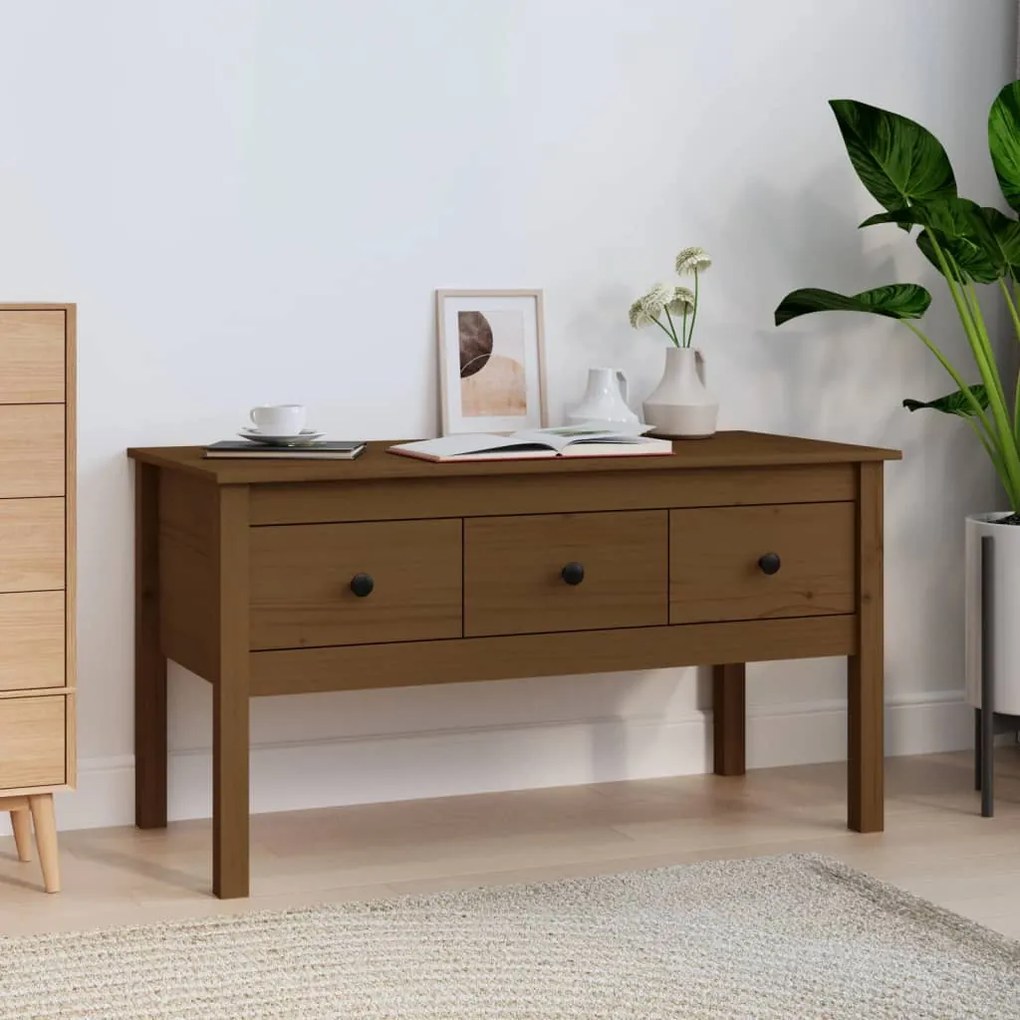 Konferenční Stolek Medově Hnědý 102X49X55 Cm Masivní Borovice - Přírodní