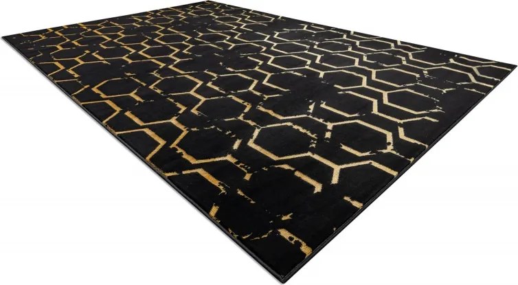 Kusový koberec Gloss 407C 86 black/gold, 160x220, čierna, chodba / predsieň, Dywany Łuszczów