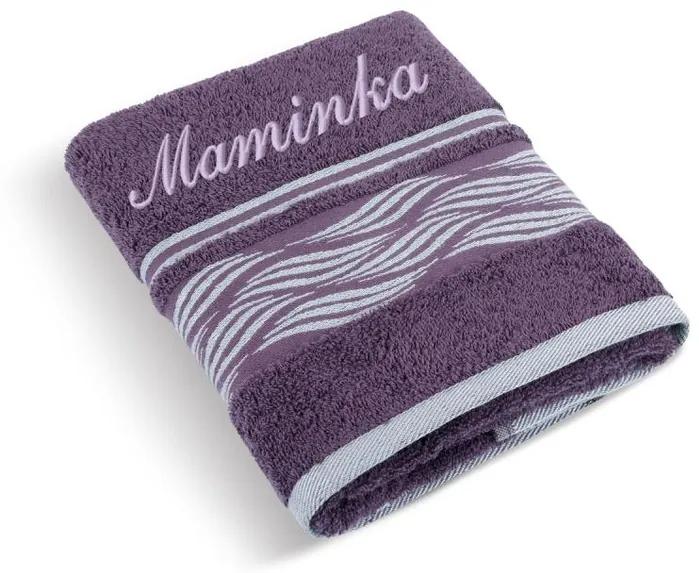 Bellatex Froté ručník Vlnka se jménem MAMINKA 50x100 cm burgundy