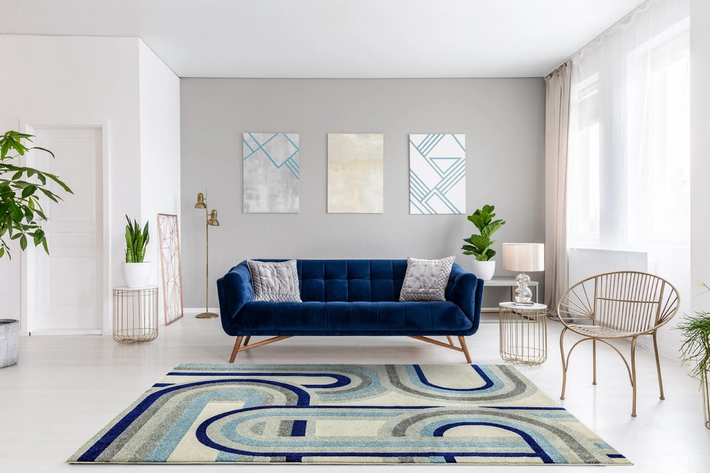 Tribeca Design Kusový koberec Dinamo Retro Blue Rozměry: 160x230 cm