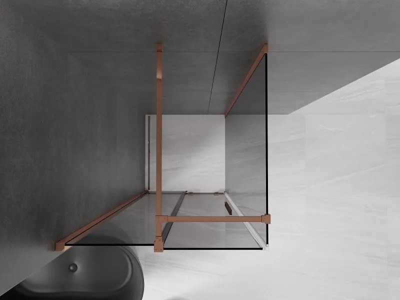 Mexen Velar, sprchový kout s posuvnými dveřmi 110 x 110 cm, 8mm šedé sklo, růžové zlato, 871-110-110-41-60