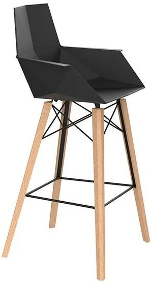 VONDOM - Barová židle FAZ WOOD s područkami, vysoká