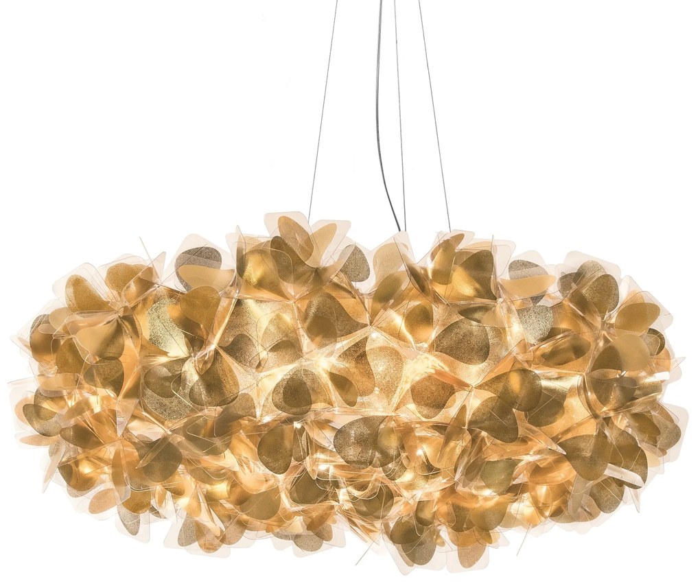 Slamp Clizia Mama Non Mama 130 gold, designové svítidlo s čirým kabelem, 15x12W E27, prům. 130cm