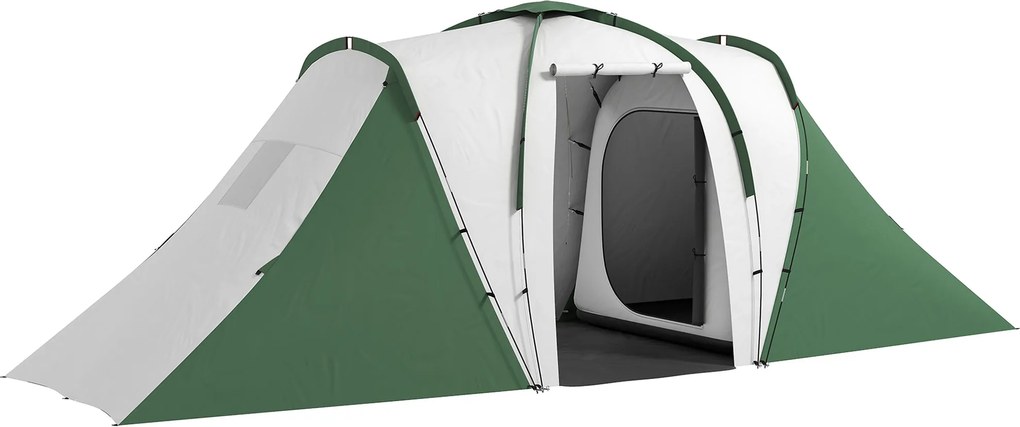 Rodinný tunelový stan Outsunny pro 4-6 osob 555x225x190 cm, voděodolný 3000 mm a skládací s 2 ložnicemi a batoh na výlet | Aosom
