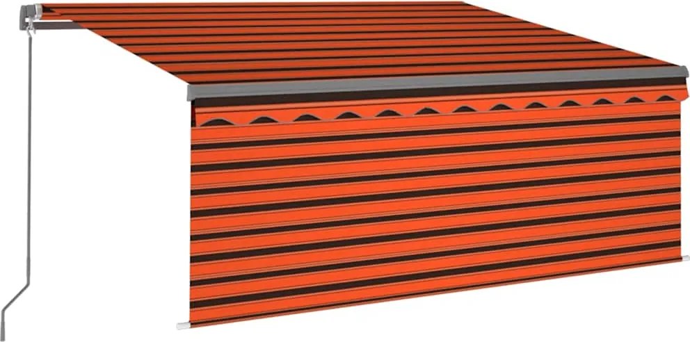 Ručně zatahovací markýza s roletou a LED 3,5x2,5m oranžovohnědá 3069405