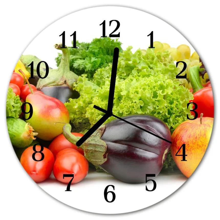Skleněné hodiny kulaté zeleninový fi 30 cm