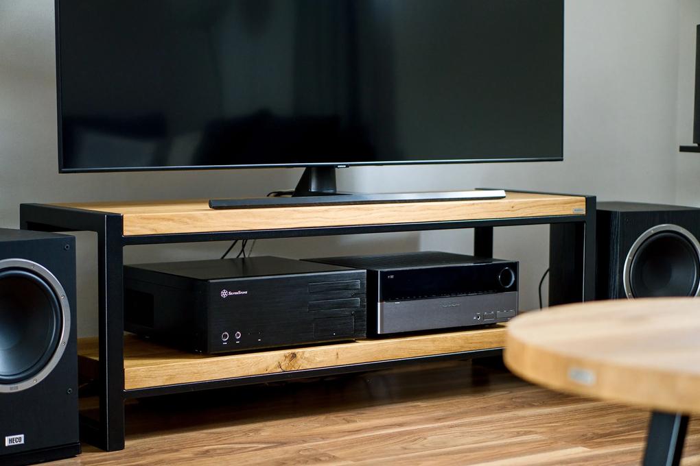 Wudboys TV stolek THICK NO.2 Barva kovu: Bílá, Dřevo: Dub lamino - dle vzorníku, Rozměr: 1600X400, moderní skandinávský styl
