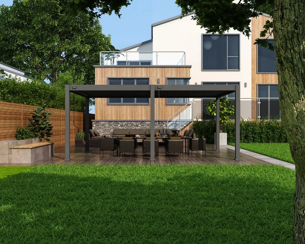Outdoor Creations Hliníková pergola s lamelami HORIZON PRIME 400x600cm 6 stojek Barva: Antracit RAL 7015